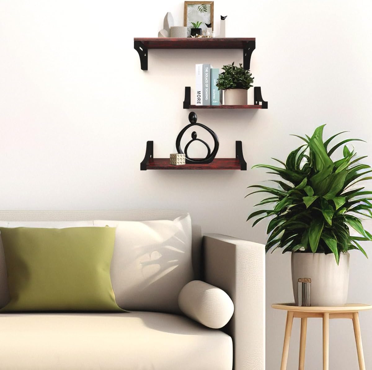 MASS DYNAMIC Floating Shelves Set of 3 – Space-Saving, Stylish Pinewoo